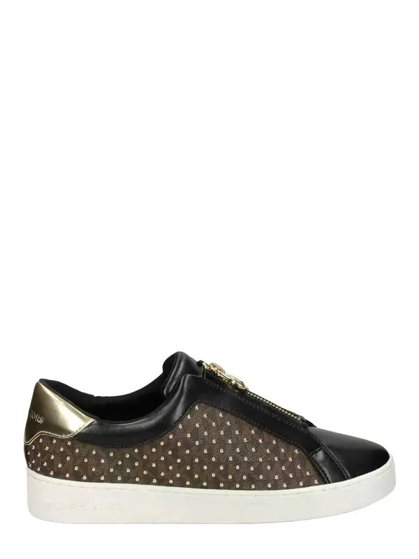 Michael Kors Keaton Zip Up Studded Sneakers - Brown