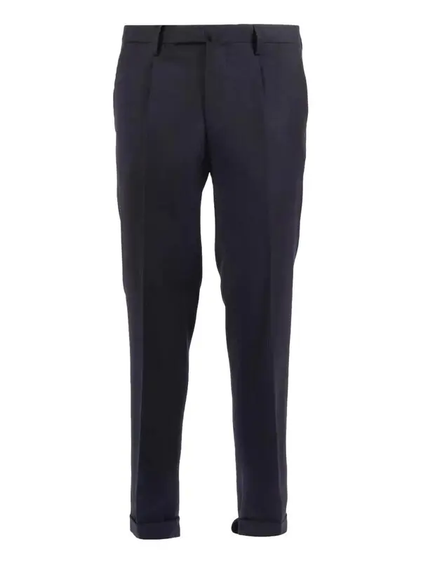 BRIGLIA 1949 Pleated Trousers With Cuffed Hem - Blue