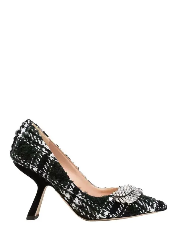 NICHOLAS KIRKWOOD Monstera Pumps Leather And Tweed With Crystal Embellishment - Black