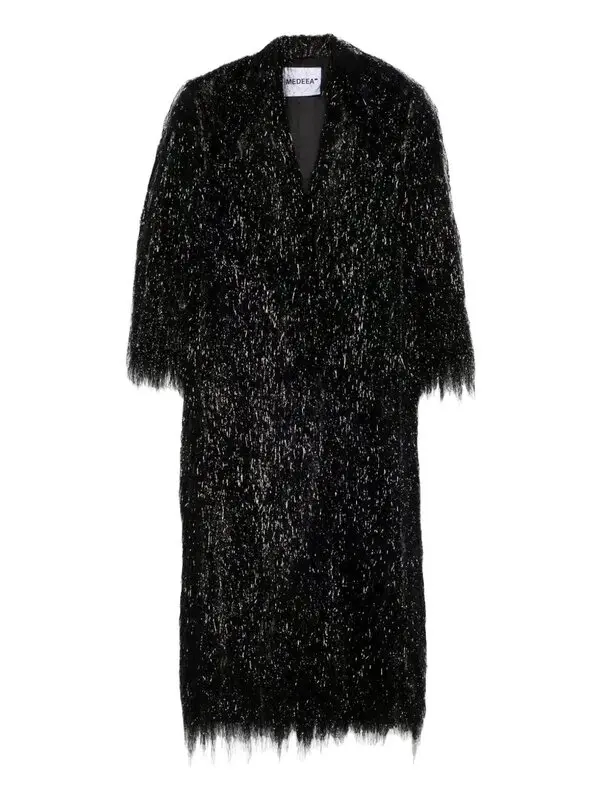 MEDEEA Loose Threads Metallic Effect Coat - Black