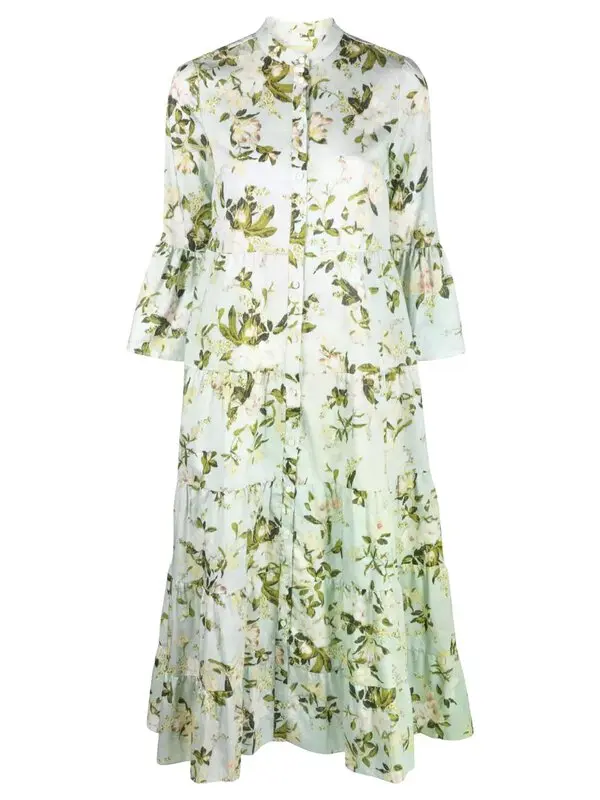 Erdem Panthea Floral-print Poplin Dress - Green