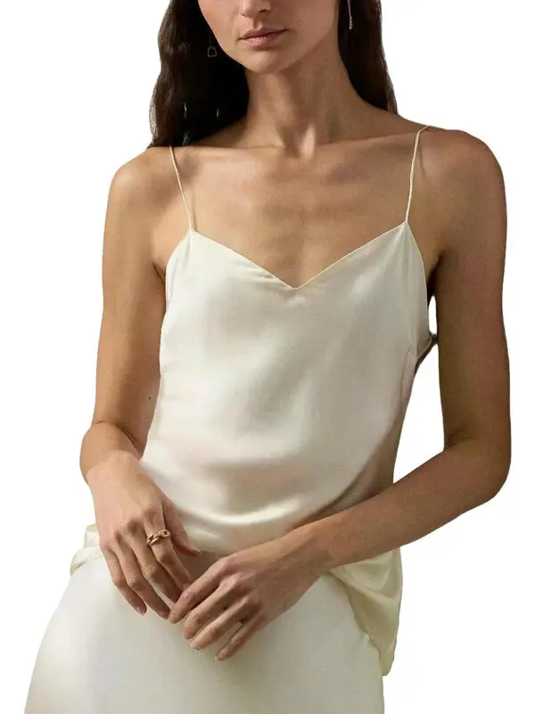 Ralph Lauren Annelia V-neck Spaghetti Strap Silk Top - Neutrals