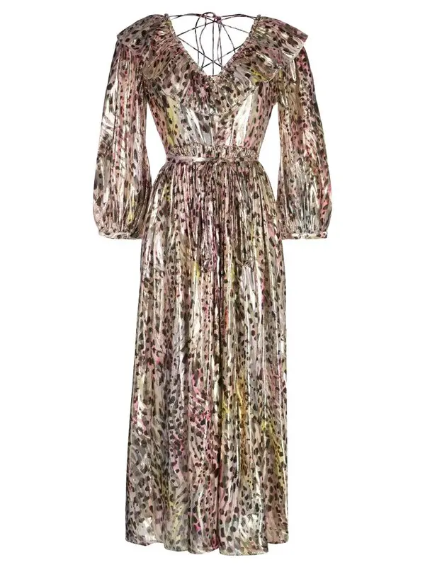 HAYLEY MENZIES Abstract Print V-neck Midi Dress - Multicolour