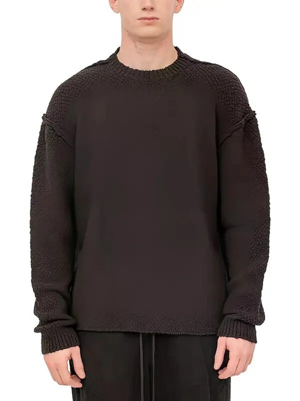 THE VIRIDI-ANNE Cotton Crew Neck Long Sleeve Sweater - Black