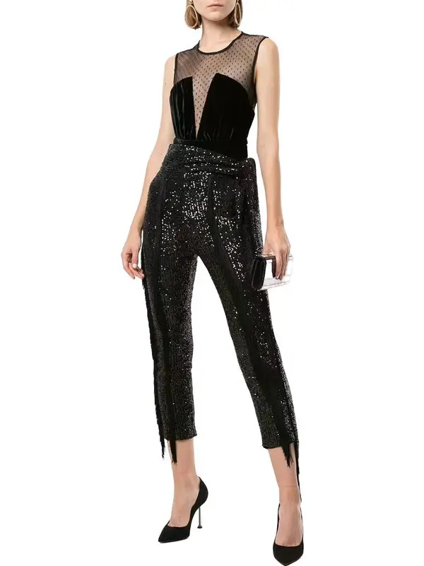 CHRISTIAN PELLIZZARI Fringed Sequin Trousers - Black