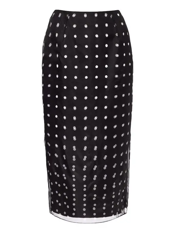 EMILIA WICKSTEAD Bethan Polka-dot Silk Taffeta Pencil Skirt - Black