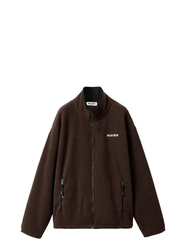 Miu Miu Fleece Zipper Jacket - Ebony