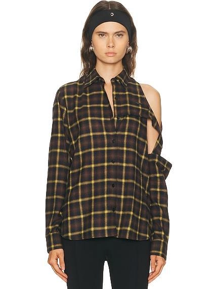 Coperni Cutout Plaid Shirt - Brown