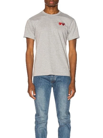 Play Comme Des Garcon Double Heart Tee - Grey