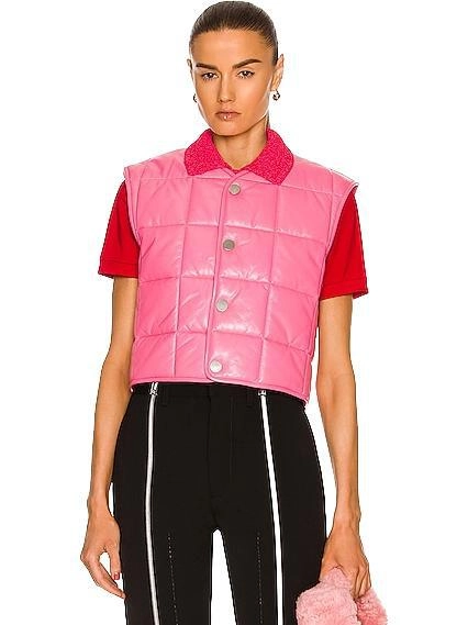Bottega Veneta Shiny Leather Padded Vest - Bubblegum