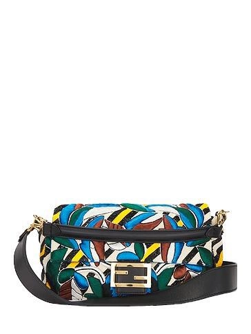 Fendi Beaded Vitello Dolce Leaf Embroidered Mama Baguette Shoulder Bag - Multi