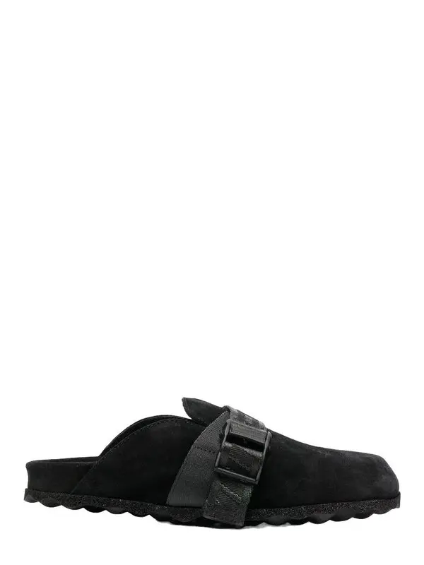 Off-White Buckled Suede Mules - Black
