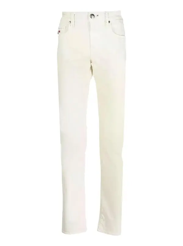 TRAMAROSSA Embroidered-logo Slim-fit Jeans - Neutrals
