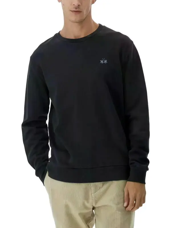 LA MARTINA Benedict Embroidered-detail Crew Neck Sweatshirt - Black