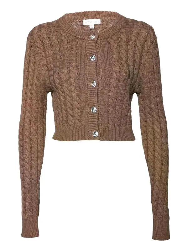 Ronny Kobo Cable Knit Button Cardigan - Brown