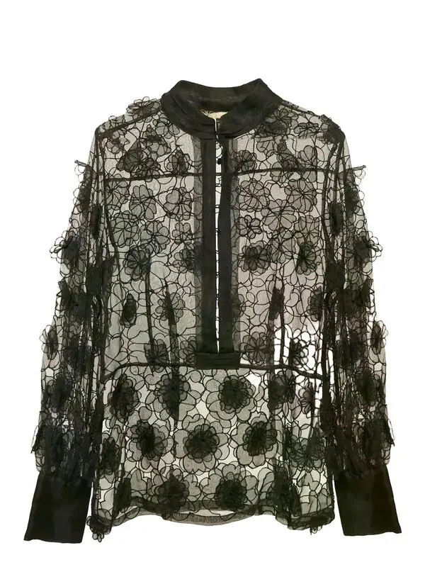 Just Cavalli Floral Appliqué Blouse - Black