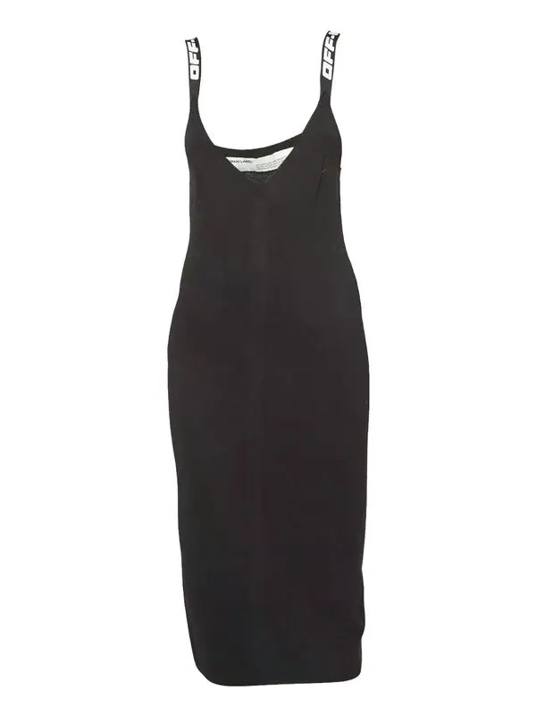 Off-White Logo-strap Fitted Dress - Black