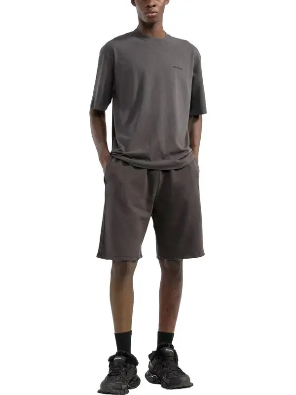 Off-White Diag-stripe Cotton Shorts - Grey