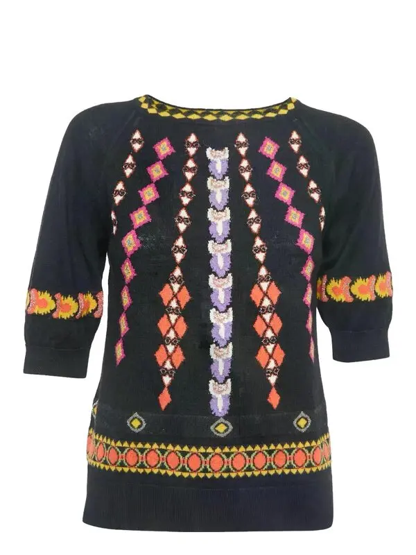 Etro Geometric Pattern Long Sleeve Top - Black