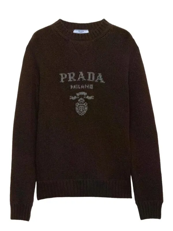 Prada Logo Crew Neck Sweater - Brown