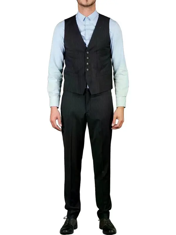 Neil Barrett Black Pin Striped Tailored Trousers - Blue