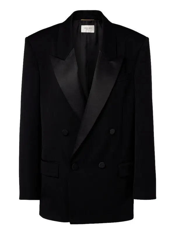 Saint Laurent Double-breasted Wool Blazer - Black