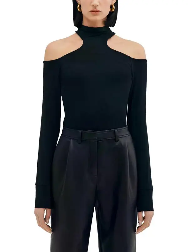 MARCELLA Teagan Cut-out Turtleneck Top - Black
