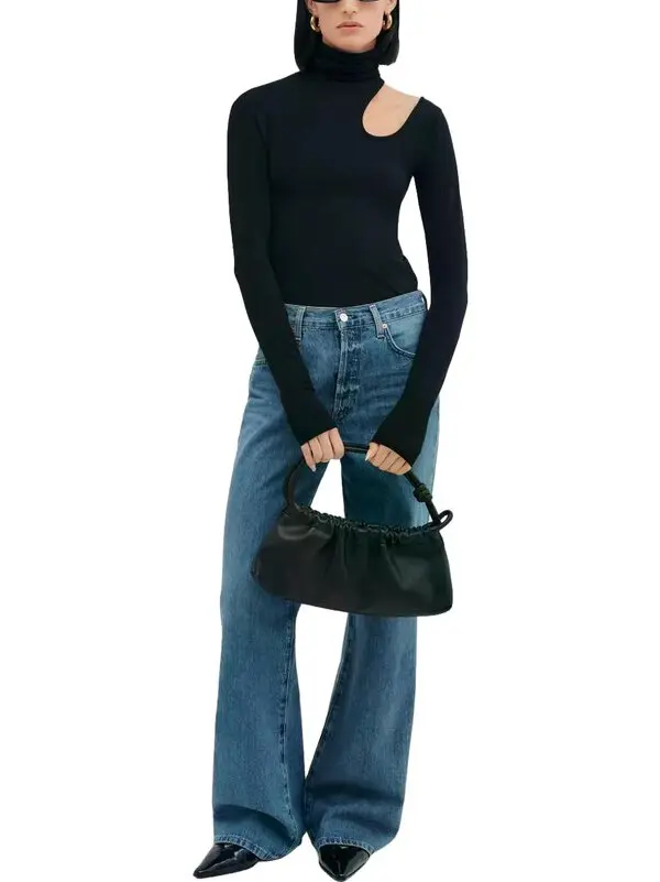 MARCELLA Allegra Turtle-neck Cut-out Top - Black