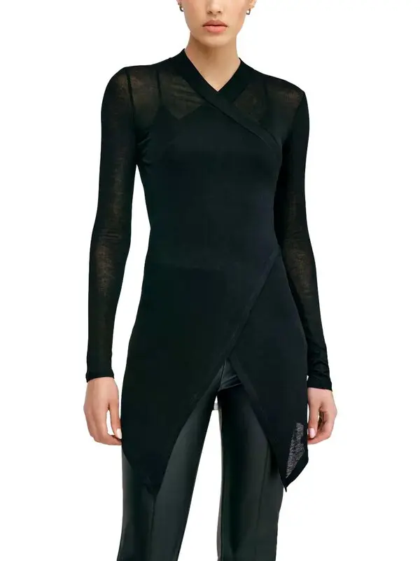 MARCELLA Morgan Long-sleeve Wrap Top - Black