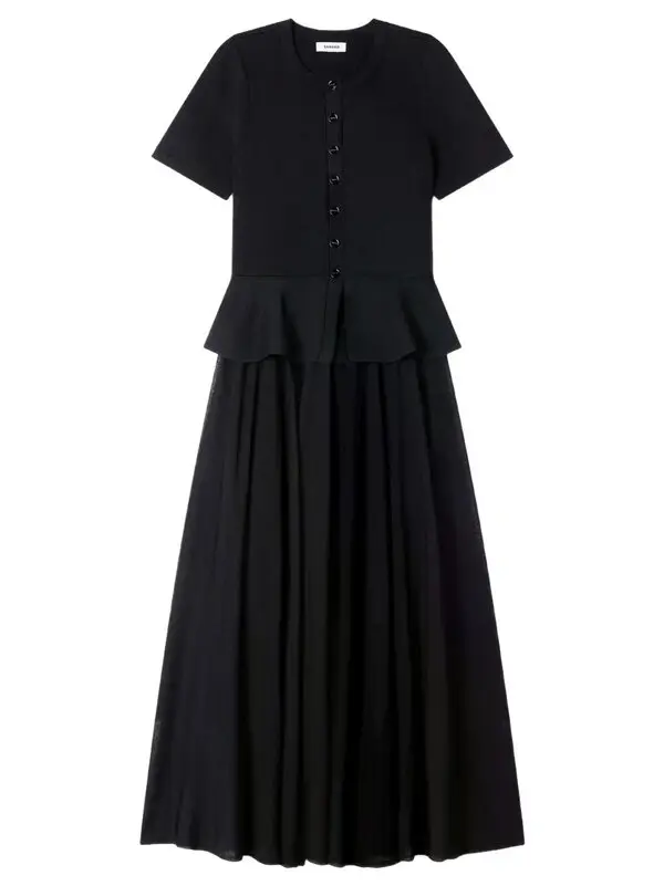 Sandro Peplum Knit Dress - Black
