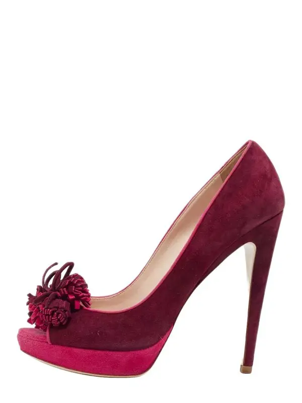 Miu Miu Leather Heeled Sandals - Red