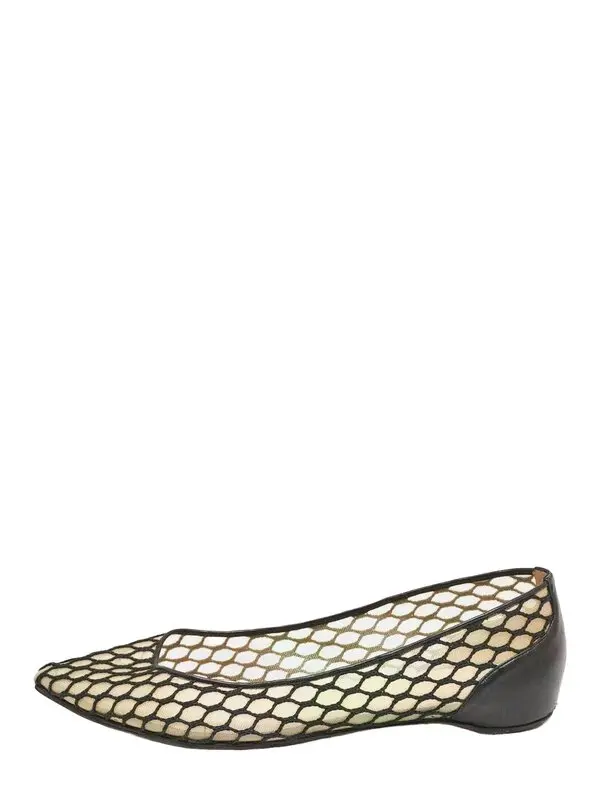 CHRISTIAN LOUBOUTIN Mesh Leather Flats - Black
