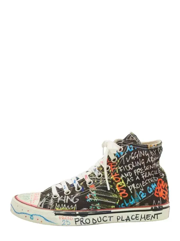 Vetements Graffiti Print High-top Sneakers - Black