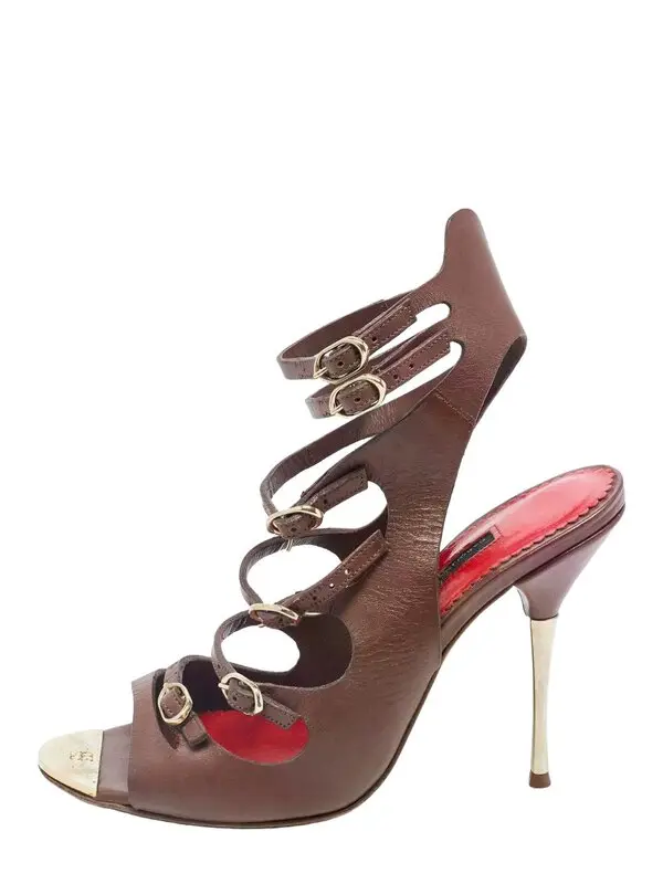 Carolina Herrera Buckled Cut-out Stiletto Sandals - Brown