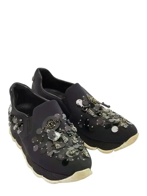 Prada Embellished Slip-on Sneakers - Blue
