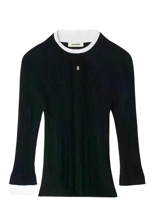 Sandro Long-sleeve Ribbed Sweater - Blue