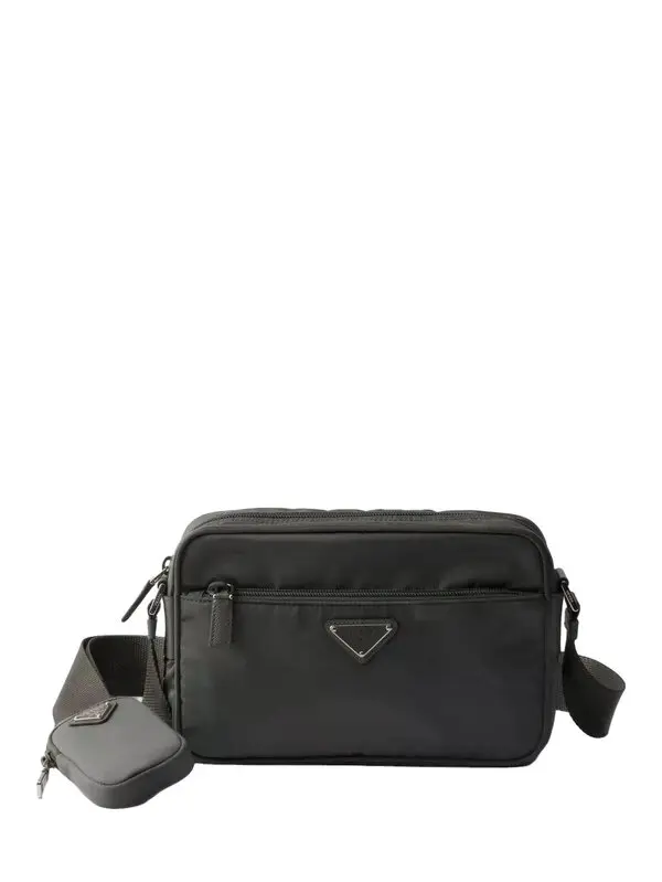 Prada Zip Pouch Woven Strap Shoulder Bag - Grey