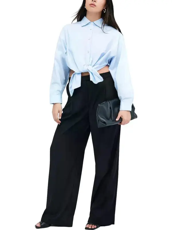 MARCELLA Ezra Diagonal-seams Buttoned-cuffs Top - Blue