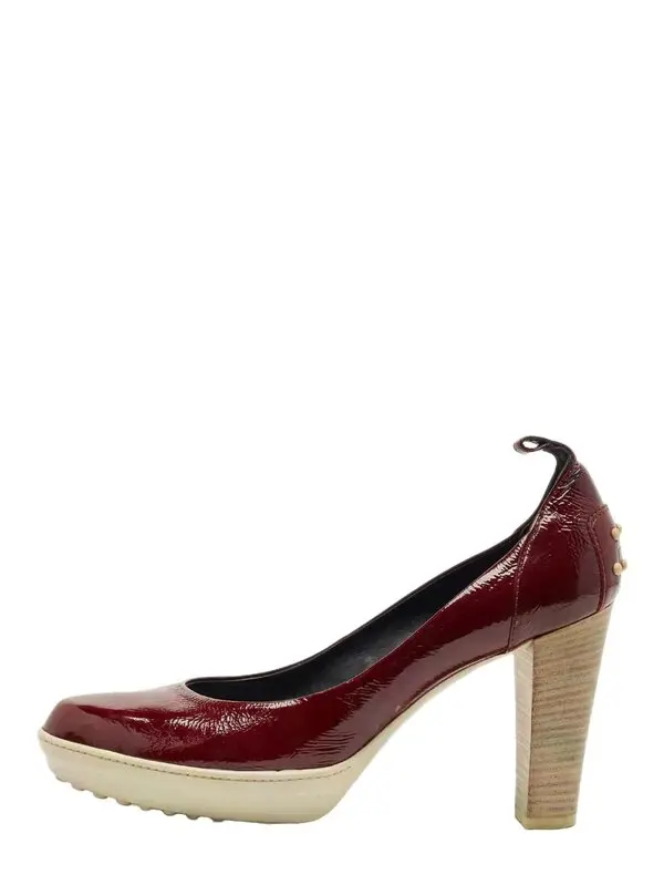 TOD'S Block Heel Pumps With Gold-tone Studs - Red