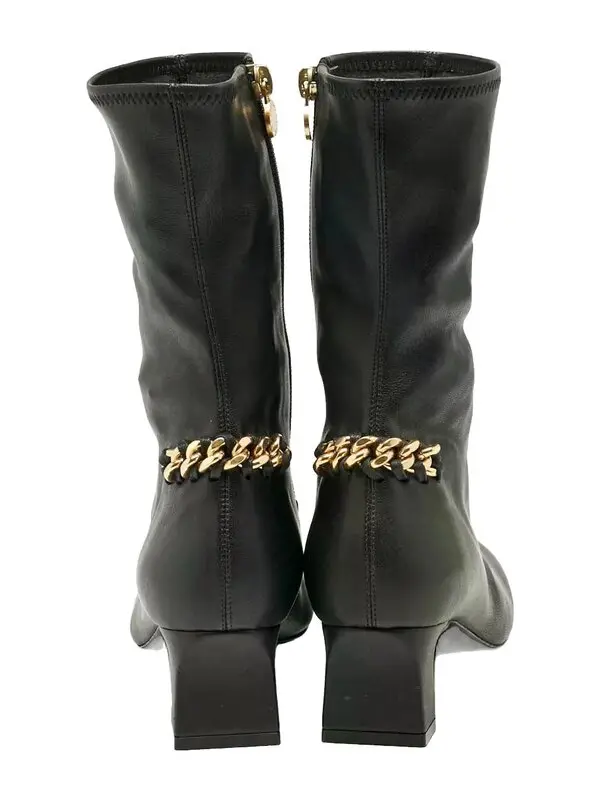 Stella McCartney Leather Chain-trim Ankle Boots - Black