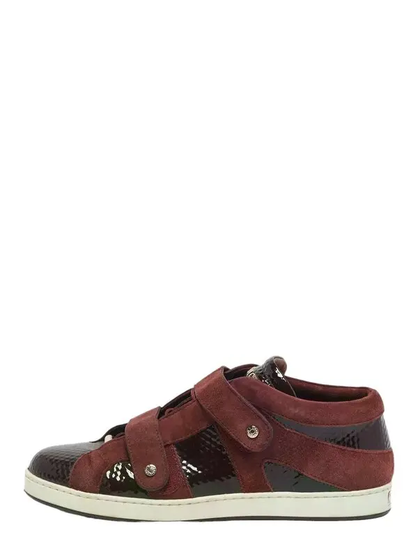 JIMMY CHOO Suede And Patent Leather High Top Sneakers - Red