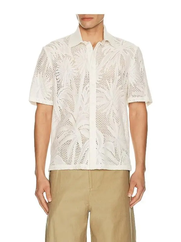 Simkhai Conrad Short Sleeve Shirt In . Also - White