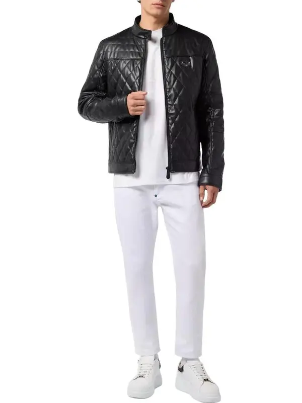Philipp Plein Quilted Zip-up Jacket - Black