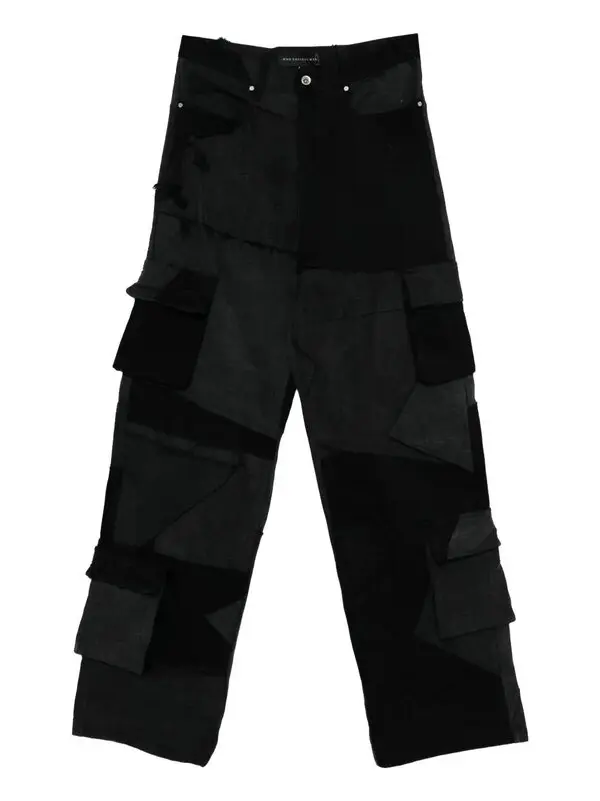 WHO DECIDES WAR Paneled Cargo Denim Trousers - Black