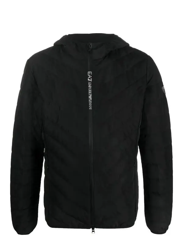 EA7 Hooded Quilted Down Jacket - Black