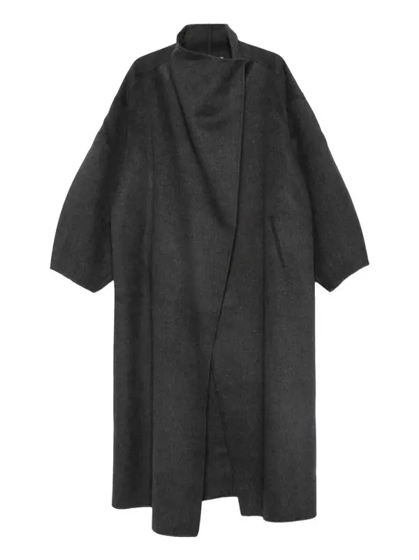 THE FRANKIE SHOP Collarless Wrap Coat - Grey