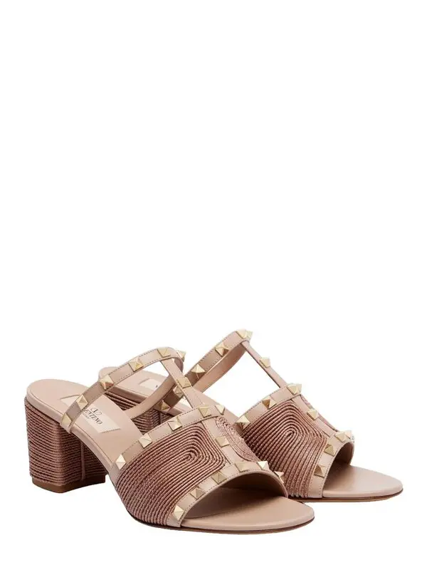 Valentino Garavani Rockstud 60 Leather Mules - Beige