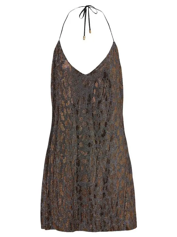 Roberto Cavalli Embellished Halterneck Slip Dress - Gold