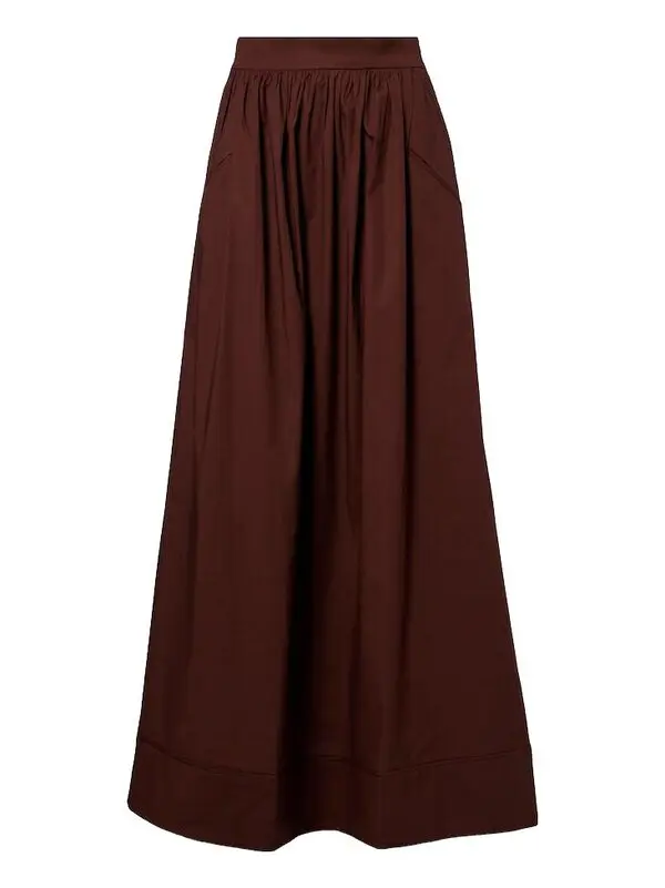 ADRIANA DEGREAS Pleated Cotton Maxi Skirt - Brown