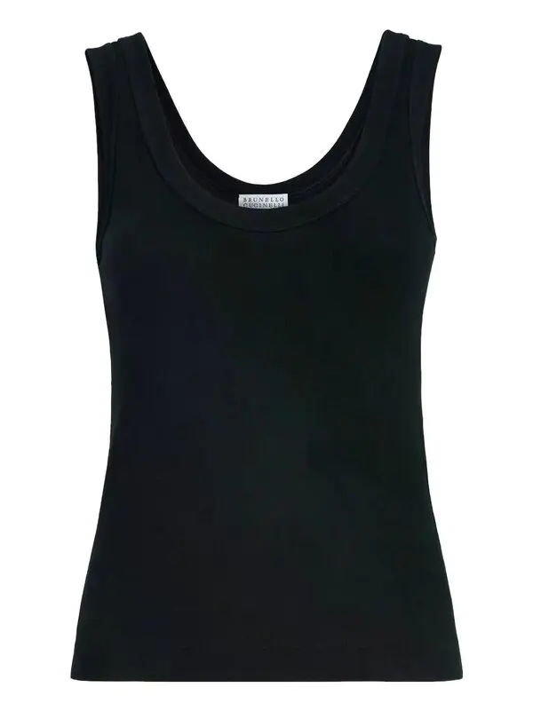 Brunello Cucinelli Monili Detail Ribbed Tank Top - Black